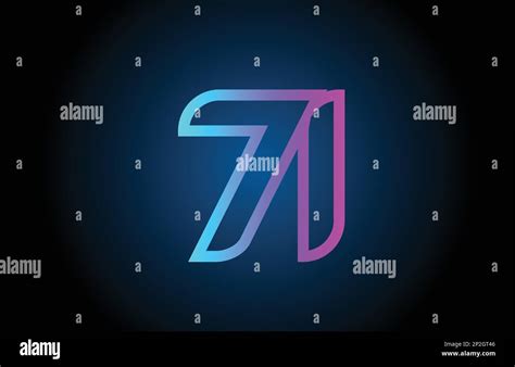 Pink Line 71 Number Logo Icon Design Creative Template For Company And Business Stock Vector