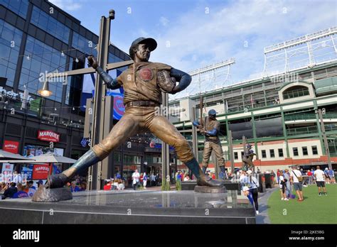 Chicago Illinois Usa Statues Of Past Chicago Cubs Player Greats Are Immortalized With