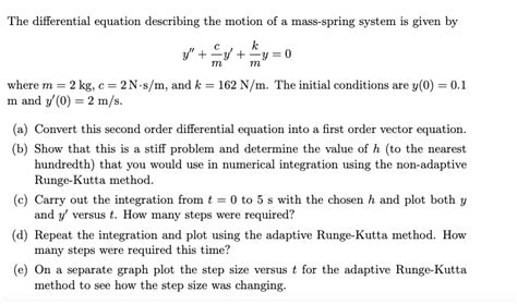 Solved The Differential Equation Describing The Motion Of A