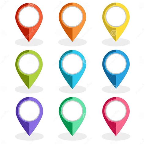 Set Of Multi Colored Map Pointer In Flat Style Stock Vector Illustration Of Pointer Place