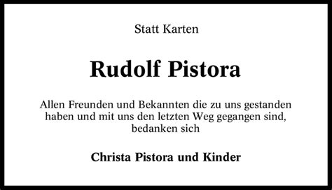 Traueranzeigen Von Rudolf Pistora Trauer In Nrwde