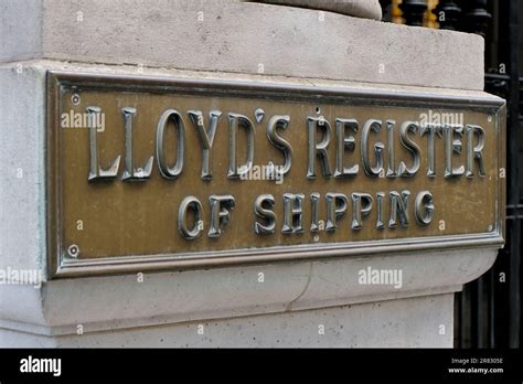 London Uk The Brass Plaque For Lloyds Register Of Shipping The