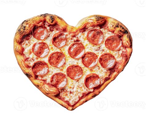 En Forma De Corazon Pepperoni Pizza Con Dorado Corteza Cortar Fuera