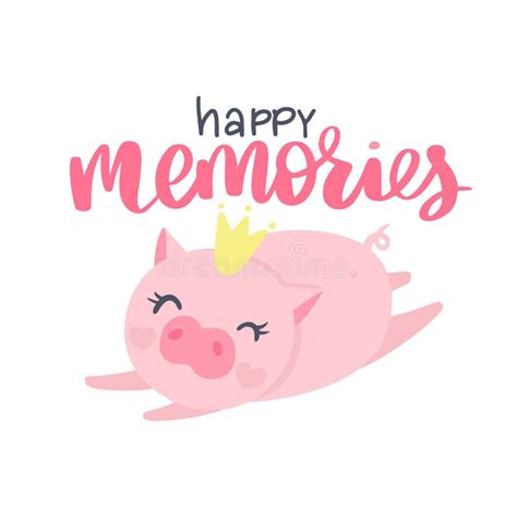 Happy Memories Vector Hand Drawn Lettering Phrase Modern Brush