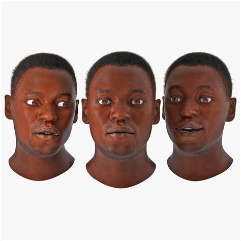 머리카락과 함께 아프리카 계 미국인 남성 머리 3d 모델 49 Max Free3d