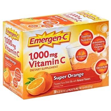 2 Pack Emergen C Dietary Supplement Drink Mix With 1000 Mg Vitamin C