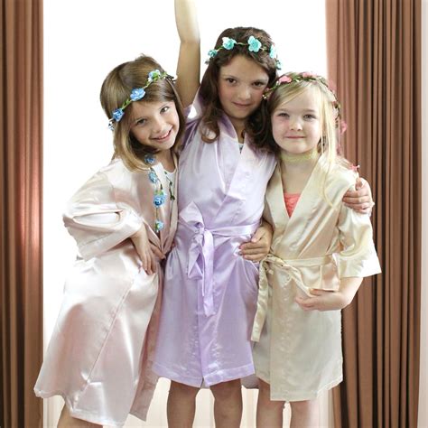 Custom Satin Flower Girl Robe Bridal Robe In White Burgundy Navy