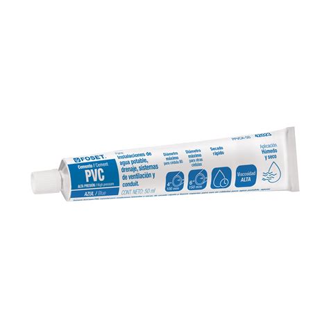 Pegamento Azul Para Pvc En Tubo De 50 Ml Alta Presión Foset 42023 Piez