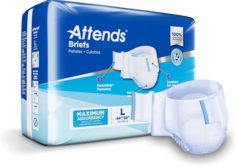 Attends Adult Incontinence Disposable Briefs Large 44 58