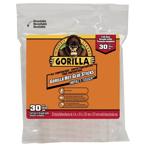 Gorilla Full Size Hot Glue Sticks 6 Packs 30 Ct 180 Total