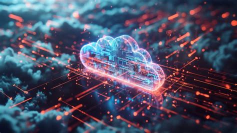 Digital Cloud Computing Technology Concept With Data Transfer Visualization Stock Illustration