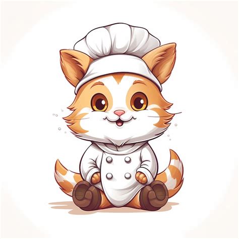 Premium Ai Image Mascot Logo Featuring A Cute Cat Chef On A White