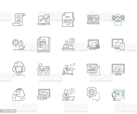 관리 및 워크플로 개요 아이콘 모음입니다 워크플로 관리 계획 조직 프로세스 전략 효율성 벡터 및 일러스트레이션 개념 집합입니다 조정 자동화 선형 표지판 스케줄링 개선에 대한