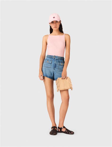 Shorts In Denim Intrecciato Blu Donna Maje