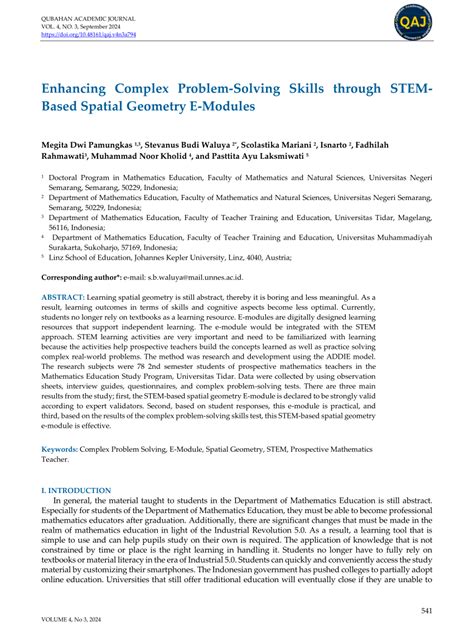 Pdf Enhancing Complex Problem Solving Skills Through Stem Based