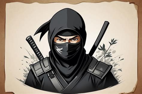 Hand Drawn Ninja Desktop Wallpaper Premium Ai Generated Image