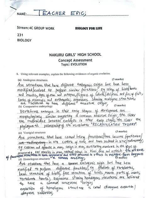 Evolution Revision Pdf