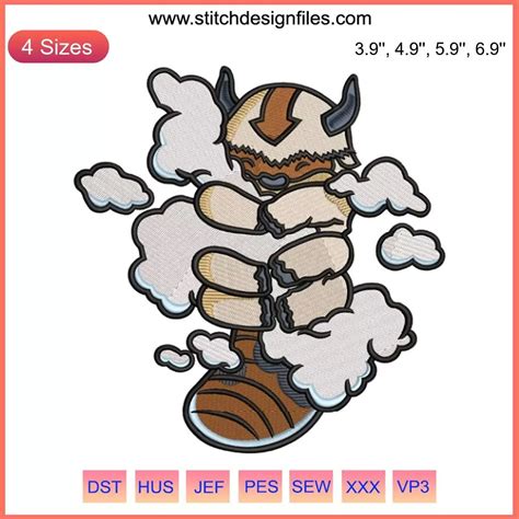 Best 13 Appa Hugging Clouds Embroidery Design Appa Avatar Digital