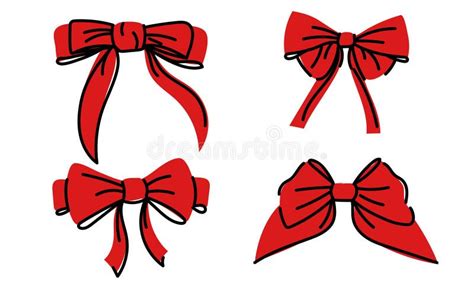 Set Of Various Bows Ties T Bows Vector Illustration Hand Drawn