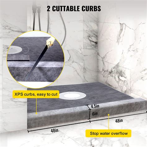 Vevor Shower Curb Kit 48x48 Watertight Shower Curb Overlay With 4