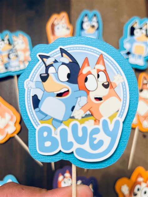 Blue Cupcake Toppers Bluey Toppers Bluey Birthday Bluey Party Bluey