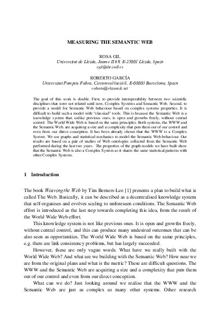 Pdf Measuring The Semantic Web