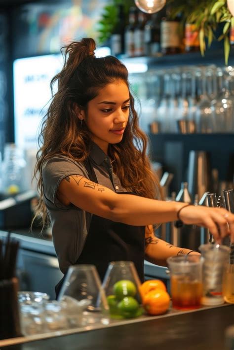 Download Free Image Of Female Multi Ethnic Bartender At Work Adult