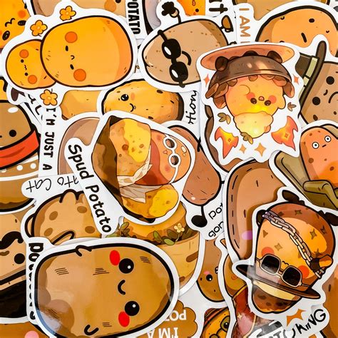 50pcs Kawaii Potato Stickers Cute Vinyl Stickers Funny Waterproof