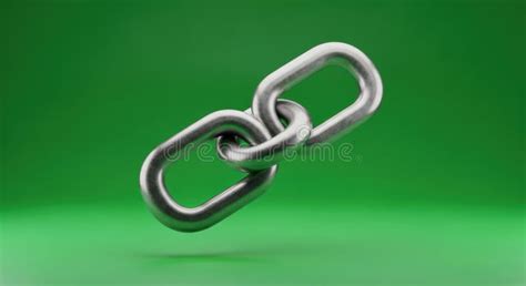 Interlocked Metal Chain Links On Green Background Stock Illustration