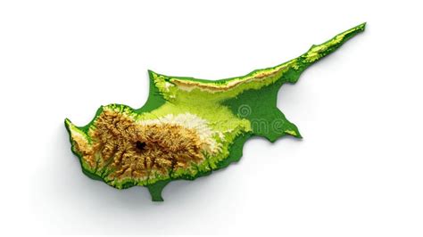 Cyprus Map Shaded Relief Color Height Map On The Sea Blue Background 3d