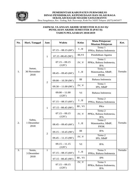 Jadwal Pas Pdf