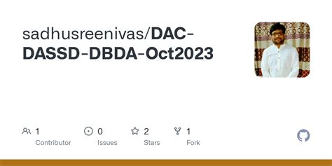 Github Sadhusreenivas Dac Dassd Dbda Oct2023