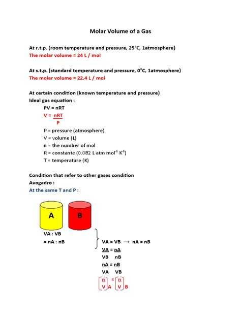 Molar Volume And Molarity Pdf