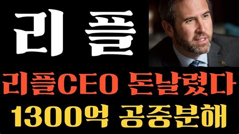 리플 코인 긴급 리플ceo 돈날렸다 1300억 공중분해 아비규환 리플목표가 리플호재 리플전망 리플코인목표가 리플