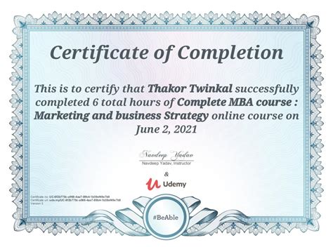 Udemy Course Completion Certificate Twinkal Thakor