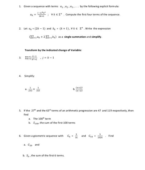 Solved 1 Given A Sequence With Terms A1 A2 A3 By The