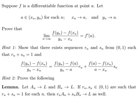 Solved Suppose F Is A Differentiable Function At Point A Chegg