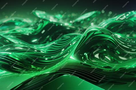 Premium Photo Abstract Green Futuristic Background Technological Wave