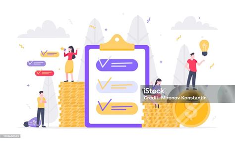 시계 캐릭터 사람 및 돈 기호와 함께 작업 하는 작은 사람들 문자 팀워크 및 시간 관리 개념 플랫 스타일 디자인 벡터 일러스트 레이션 격리 된 흰색 배경입니다 개념에 대한