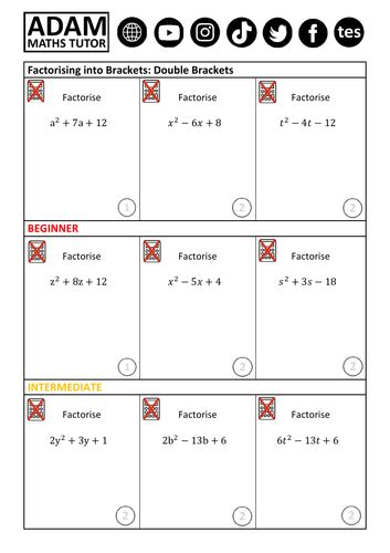 Gcse Factorising Into Brackets Worksheets Exam Questions And Solutions