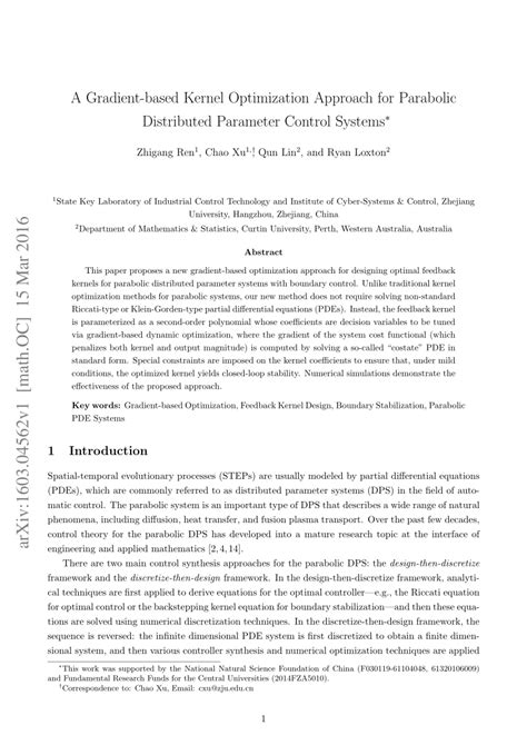 pdf a gradient based kernel optimization approach for parabolic