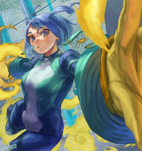 Safebooru 1girl Absurdres Blue Bodysuit Blue Eyes Blue Hair Bodysuit