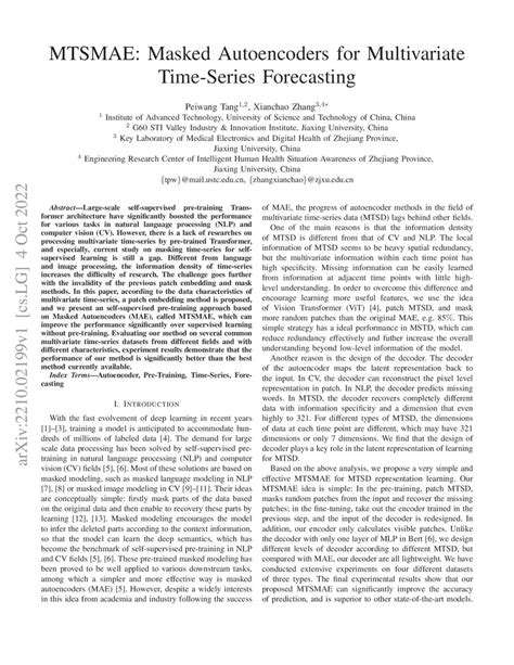 Mtsmae Masked Autoencoders For Multivariate Time Series Forecasting