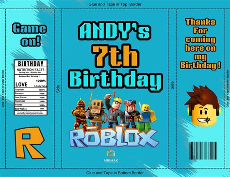 Roblox Chip Bag Personalized Roblox Chip Bag Template Roblox Party Labels Printable Digital