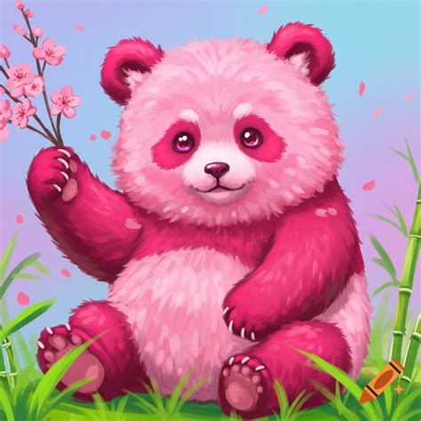 A Cute Pastel Pink Panda Bear Sits Holding A Sign That Says I Love You