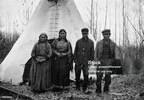 Group Of Bigstone Cree People In A Camp At Wabasca Alberta Canada 1913