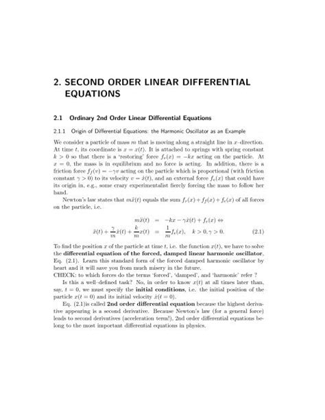 2 Second Order Linear Differential Equations
