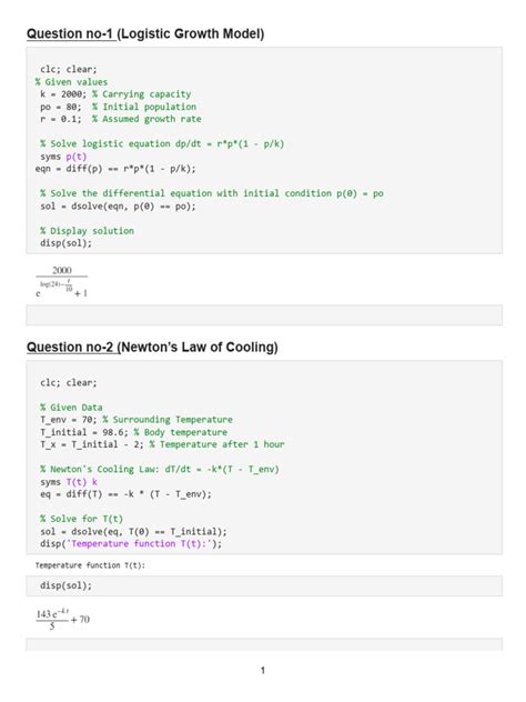 Matlab Final Code 1 Pdf Equations Applied Mathematics
