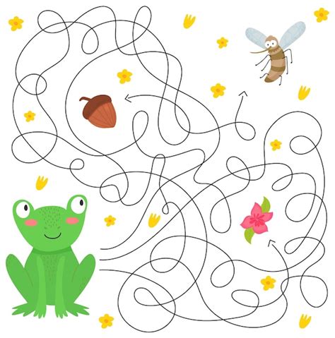 아이들을 위한 귀여운 미로 아이들을 위한 게임 아이들을 위한 퍼즐 행복한 캐릭터 미로 수수께끼 색상 벡터 Eps 10 그림