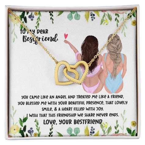 To My Bestfriend Interlocking Hearts Necklace 14k White Gold Or 18k